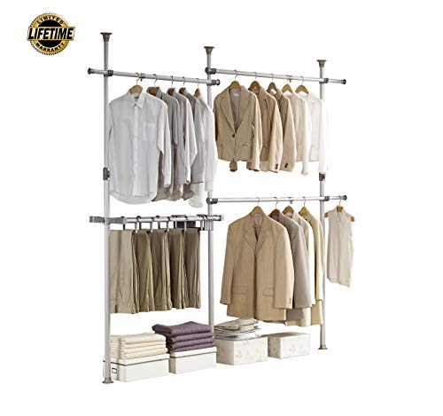 Prince Hanger, Double 2tier Pants Hanger, Silver, Steel, 38mm Heavy Duty, Closet Organizer, Clothing Rack, PHUS-0031, Made in Korea