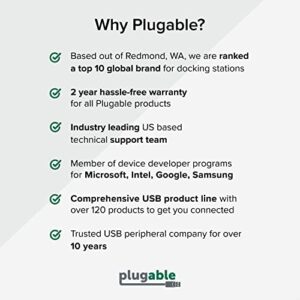 Plugable USB 3.0 Laptop Docking Station for Windows (Dual Video HDMI & DVI / VGA, Gigabit Ethernet, Audio, 6 USB Ports)