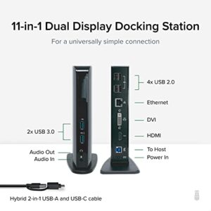 Plugable USB 3.0 Laptop Docking Station for Windows (Dual Video HDMI & DVI / VGA, Gigabit Ethernet, Audio, 6 USB Ports)