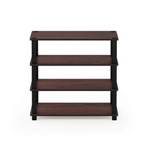 Furinno Turn-S-Tube 4-Tier Shoe Rack, Dark Cherry/Black