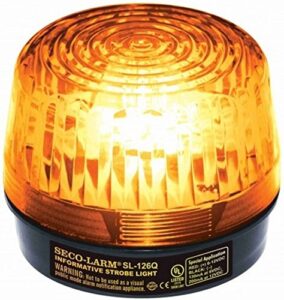 seco-larm sl-126q/a xenon tube strobe light, amber, easy 2-wire installation, low current consumption, 300 continuous hours lifespan, high-impact resistant acrylic, for 6 to 12v use