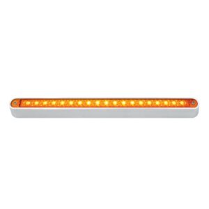 grand general 76290 amber 12" 19-led sealed light bar with chrome base and 3 wires for dual function