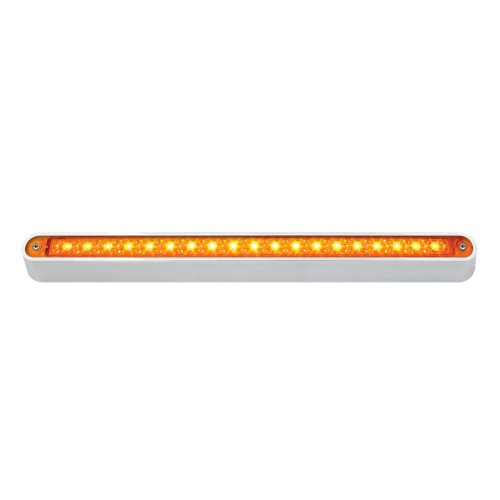 Grand General 76290 Amber 12" 19-LED Sealed Light Bar with Chrome Base and 3 Wires for Dual Function