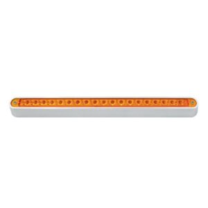 Grand General 76290 Amber 12" 19-LED Sealed Light Bar with Chrome Base and 3 Wires for Dual Function