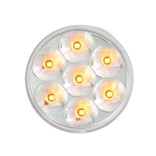 GG Grand General 76541 Amber 2" Low Profile Pearl 7-LED Marker and Clearance Sealed Light with Clear Lens, Amber/Clear