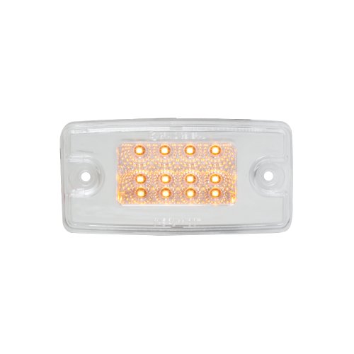 GG Grand General 76321 Amber Rectangular Spyder 8-LED Visor/Cab Marker Sealed Light with Clear Lens for Freightliner Century/Columbia, Amber/Clear