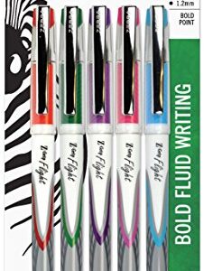 Zebra Pen Z-Grip Flight Stick Ballpoint Pen, Bold Point, 1.2mm, Assorted Fashion Colors, 5-Count