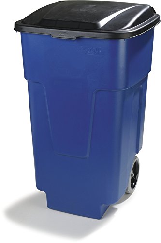 Carlisle FoodService Products 34505014 Commercial Square Rollout Bin with Hinged Lid, 50 Gallon, Blue (Pack of 2)