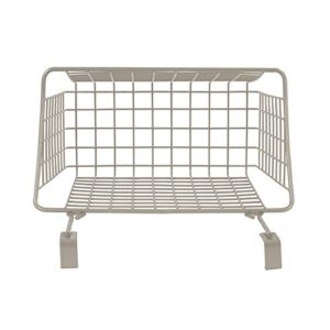 Spectrum Grid Over the Cabinet Wire Storage Basket Large (Satin Nickel Powder Coat) - Organizer for Bathroom, Kitchen, Under Sink, Pantry, Hair Tools, & More