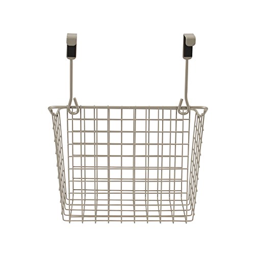 Spectrum Grid Over the Cabinet Wire Storage Basket Large (Satin Nickel Powder Coat) - Organizer for Bathroom, Kitchen, Under Sink, Pantry, Hair Tools, & More