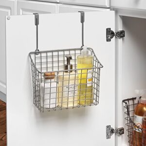 Spectrum Grid Over the Cabinet Wire Storage Basket Large (Satin Nickel Powder Coat) - Organizer for Bathroom, Kitchen, Under Sink, Pantry, Hair Tools, & More