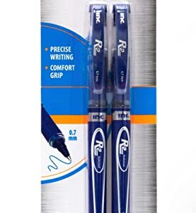 INC 0.7 mm R-2 Roller Ball Pen,Controlled Ink Flow System, Blue Ink, Comfort Grip, 2 pack