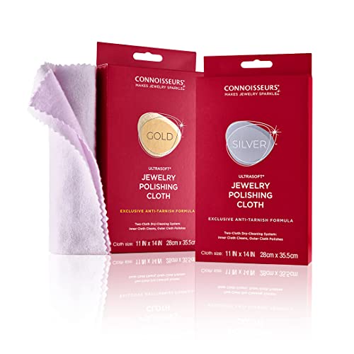 CONNOISSEURS Ultrasoft Gold & Silver Jewelry Polishing Cloths (Set of 2)