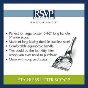 RSVP International Endurance Collection Stainless Steel Kitty Litter Scoop, 4.75x2.5x11.25