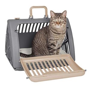 sport pet designs foldable travel cat carrier with a bed - front door plastic collapsible carrier