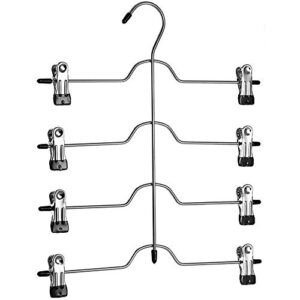 richards homewares black 8 clips slack rack 4 tier trouser/skirt chrome & black vinyl hanger (3-pack), (synchkg124206)