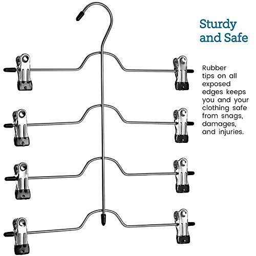 Richards Homewares Black 8 Clips Slack Rack 4 Tier Trouser/Skirt Chrome & Black Vinyl Hanger (3-Pack), (SYNCHKG124206)