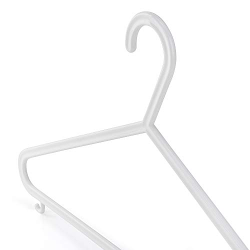 HANGERWORLD White Plastic Hangers 10 Pack - 14inch No Shoulder Bump, Slim Space-Saving Hanger