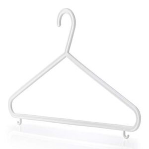 HANGERWORLD White Plastic Hangers 10 Pack - 14inch No Shoulder Bump, Slim Space-Saving Hanger