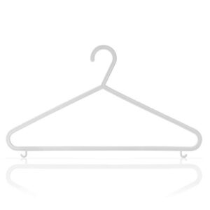 HANGERWORLD White Plastic Hangers 10 Pack - 14inch No Shoulder Bump, Slim Space-Saving Hanger