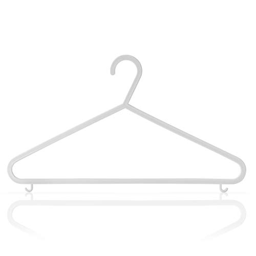 HANGERWORLD White Plastic Hangers 10 Pack - 14inch No Shoulder Bump, Slim Space-Saving Hanger