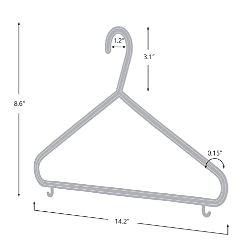 HANGERWORLD White Plastic Hangers 10 Pack - 14inch No Shoulder Bump, Slim Space-Saving Hanger