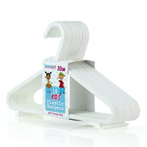 hangerworld 18 pack 11.8inch white plastic kids hanger - sized for baby, toddler and children