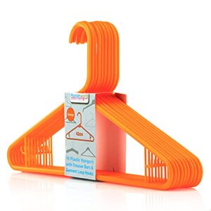 hangerworld 10 orange 16.5inch plastic all purpose coat clothes garment pant skirt bar hangers loop hooks