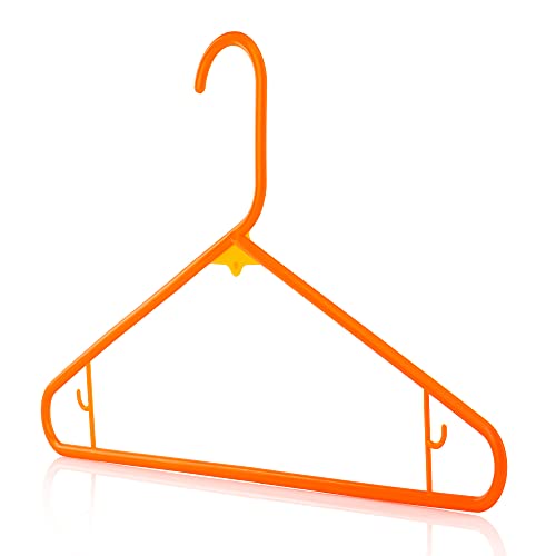 HANGERWORLD 10 Orange 16.5inch Plastic All Purpose Coat Clothes Garment Pant Skirt Bar Hangers Loop Hooks