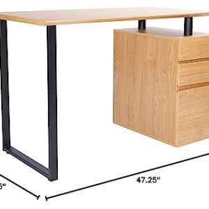 Techni Mobili Computer Desk with Storage and File Cabinet, 30" x 23.6" x 47", Pine