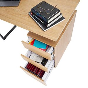 Techni Mobili Computer Desk with Storage and File Cabinet, 30" x 23.6" x 47", Pine