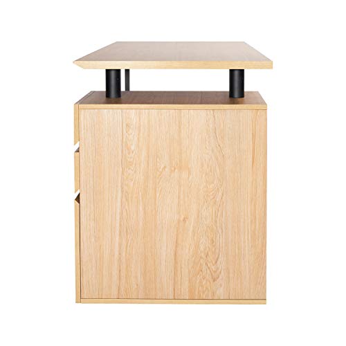 Techni Mobili Computer Desk with Storage and File Cabinet, 30" x 23.6" x 47", Pine