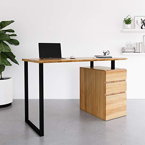 Techni Mobili Computer Desk with Storage and File Cabinet, 30" x 23.6" x 47", Pine