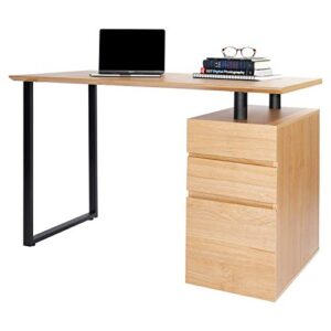 Techni Mobili Computer Desk with Storage and File Cabinet, 30" x 23.6" x 47", Pine