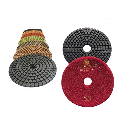 STADEA Grit 50 (2 Pieces) 5" Diamond Polishing Pads for Granite Marble Concrete Stone polishing Wet Grinder