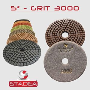 STADEA Grit 50 (2 Pieces) 5" Diamond Polishing Pads for Granite Marble Concrete Stone polishing Wet Grinder