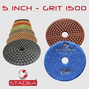 STADEA Grit 50 (2 Pieces) 5" Diamond Polishing Pads for Granite Marble Concrete Stone polishing Wet Grinder