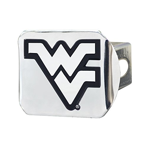 FANMATS 15055 West Virginia Mountaineers Chrome Metal Hitch Cover with Chrome Metal 3D Emblem