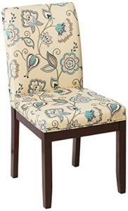 osp home furnishings dakota upholstered parsons chair with espresso finish wood legs, avignon sky