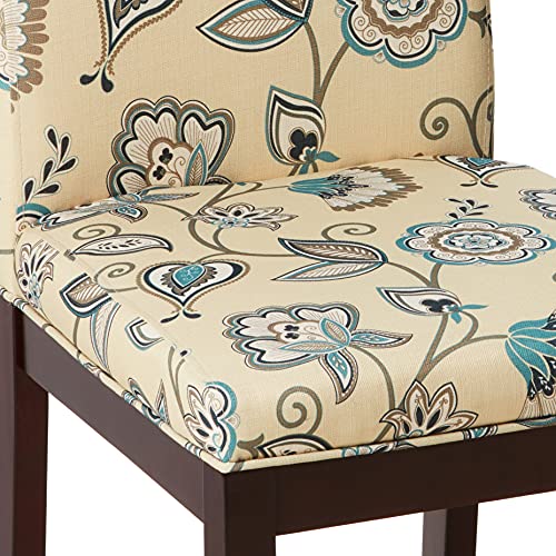 OSP Home Furnishings Dakota Upholstered Parsons Chair with Espresso Finish Wood Legs, Avignon Sky