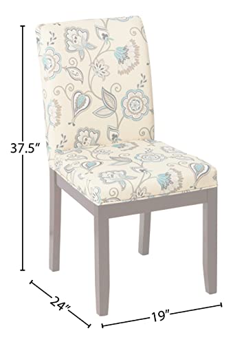 OSP Home Furnishings Dakota Upholstered Parsons Chair with Espresso Finish Wood Legs, Avignon Sky