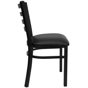 Flash Furniture 4 Pk. HERCULES Series Black Ladder Back Metal Restaurant Chair - Black Vinyl Seat