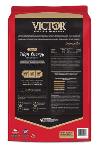 Victor Super Premium Dog Food – High Energy Dry Dog Food for Active Dogs – Gluten Free Dog Food with Beef and Chicken Meal Proteins for Sporting Dogs – All Breeds and All Life Stages, 40 lb