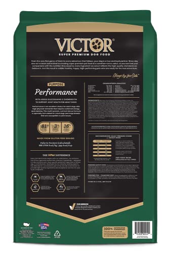 Victor Super Premium Dog Food – Performance Dry Dog Food – 26% Protein for Active Adult Dogs – Includes Glucosamine and Chondroitin for Hip and Joint Health, 40lbs