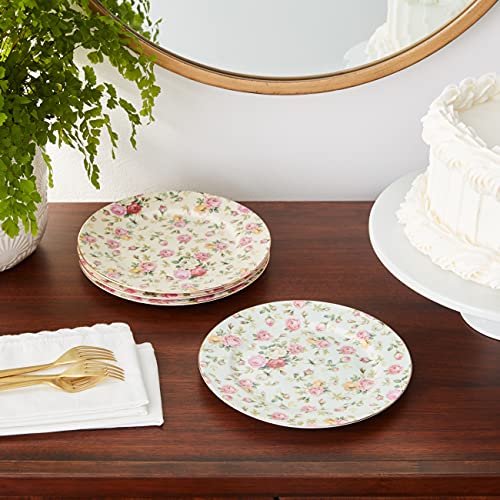 Gracie China Rose Chintz Porcelain 8-Inch Dessert Plate Set of 4, Assorted Four Designs