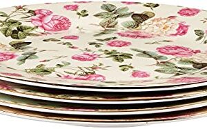 Gracie China Rose Chintz Porcelain 8-Inch Dessert Plate Set of 4, Assorted Four Designs