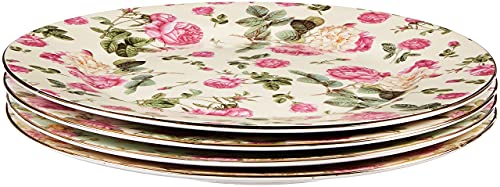 Gracie China Rose Chintz Porcelain 8-Inch Dessert Plate Set of 4, Assorted Four Designs