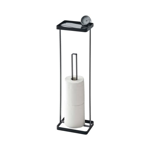 Yamazaki Home Roll Stand with Tray | Steel | Toilet Paper Stocker, One Size, Black