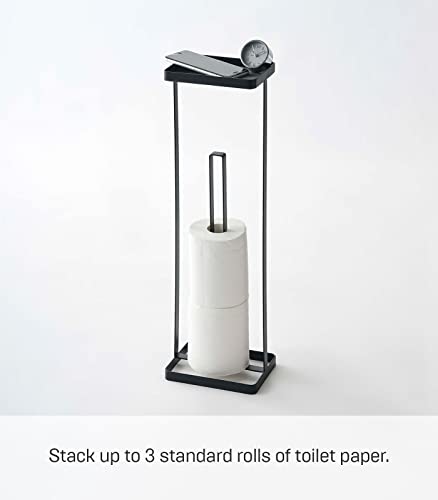 Yamazaki Home Roll Stand with Tray | Steel | Toilet Paper Stocker, One Size, Black