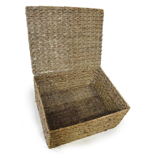 The Lucky Clover Trading Co Classic Braided Seagrass Lid Basket, Natural